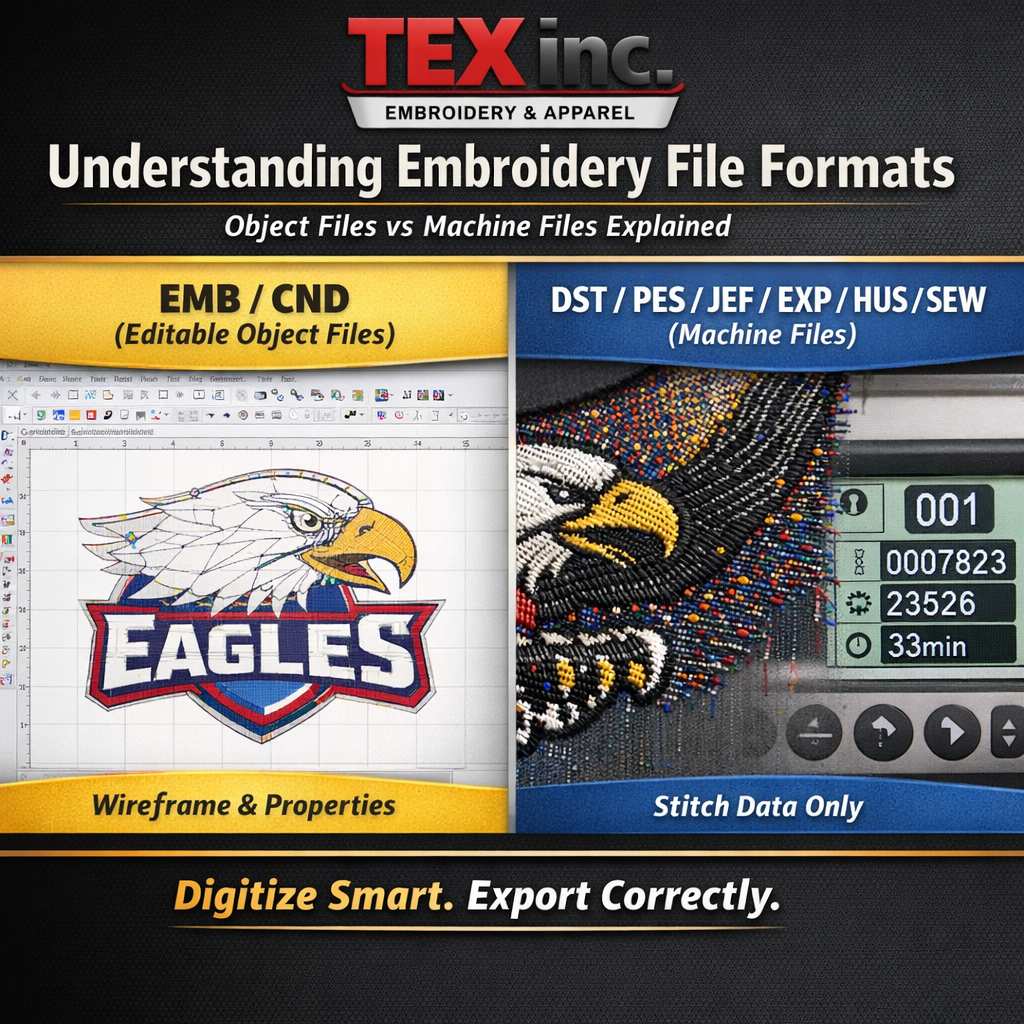Embroidery File Formats Explained: DST, PES, EXP & More – TEX Inc