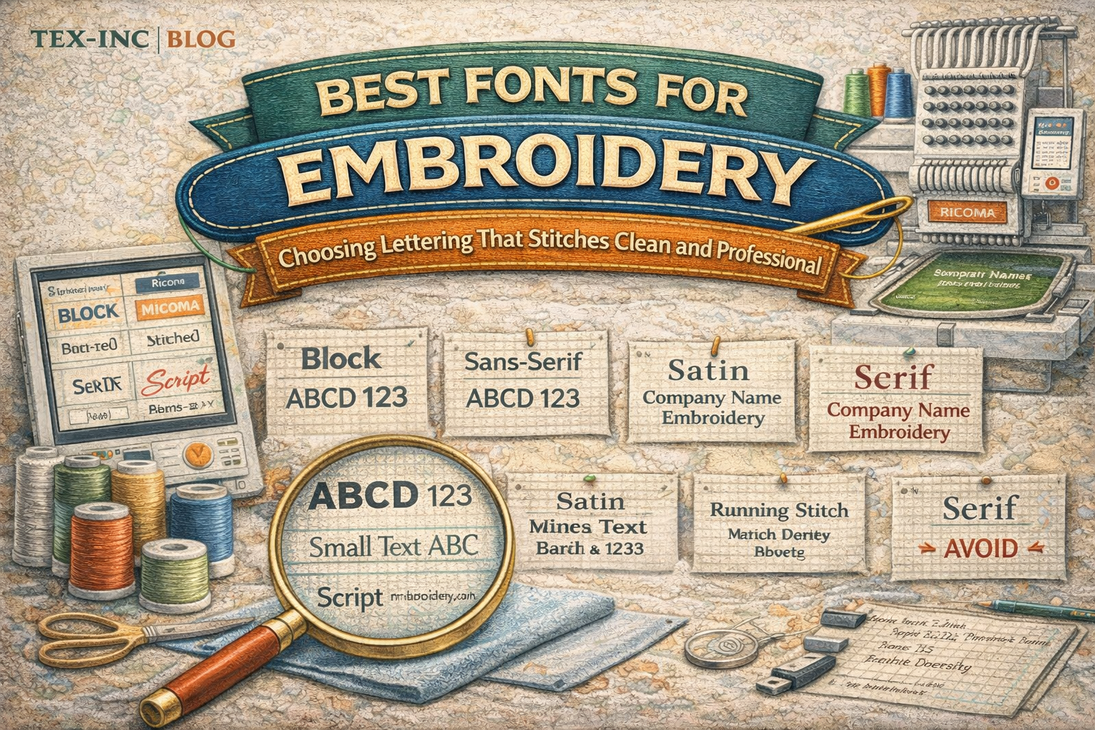 Best Fonts for Embroidery: Clean, Professional Lettering – TEX Inc